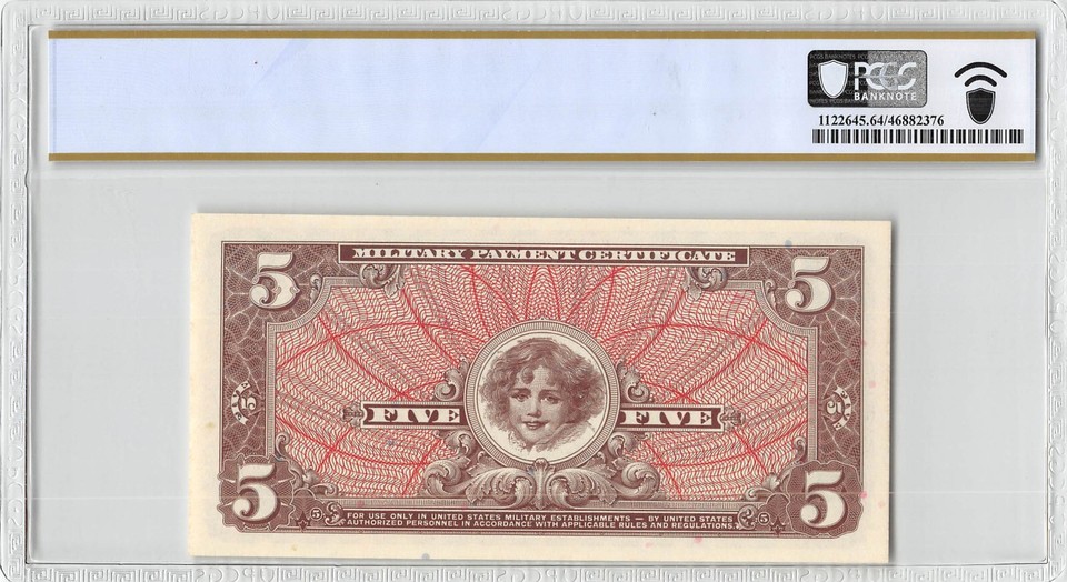 USA / MPC $5 1966 Series 661 Plate # 48 PCGS 64 Uncirculated Banknote ...