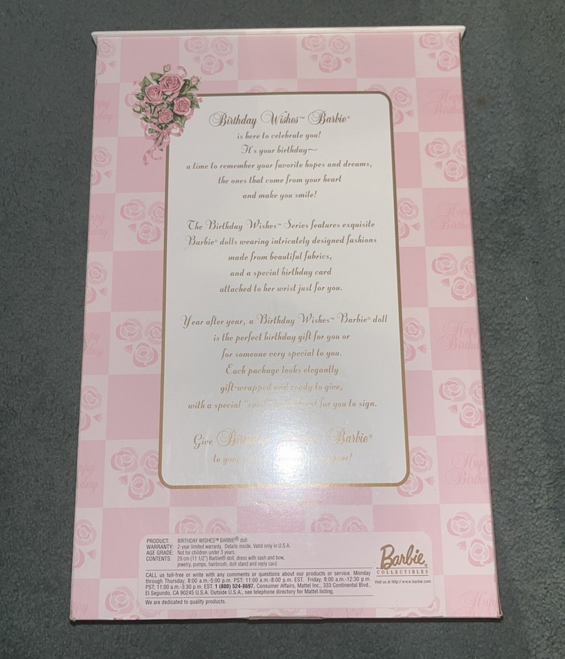 BARBIE BIRTHDAY WISHES PINK BLONDE FIRST IN SERIES COLLECTOR EDITION ...