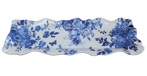 Shabby Chic Blue Rose Butterfly Serving Dish Platter Tray 21" Melamine ...