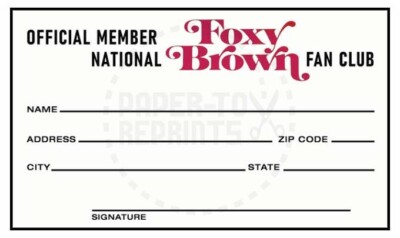 FOXY BROWN - NATIONAL FAN CLUB MEMBERSHIP CARD - VINTAGE FANTASY | eBay
