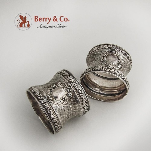 Engine Turned Napkin Rings Pair French Sterling Silver 1890 | eBay
