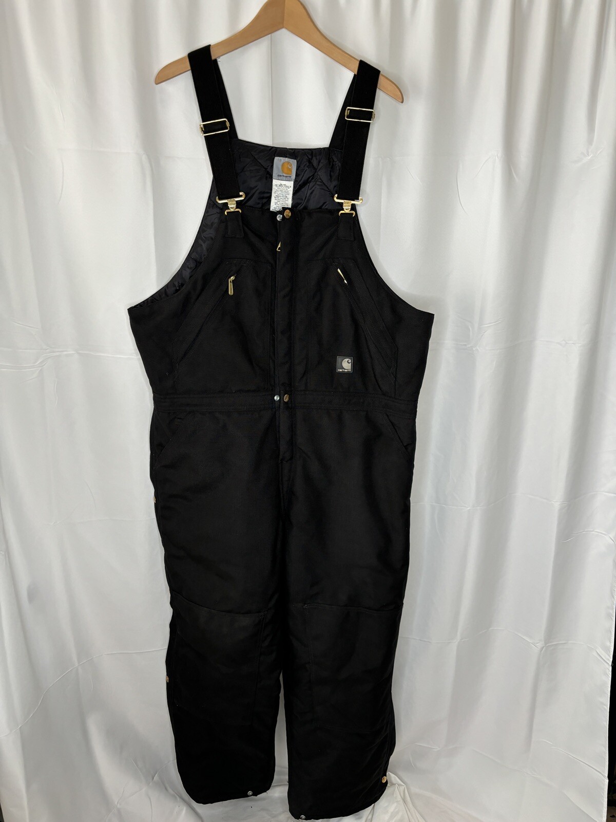 Carhartt R33 Men's Bib Overalls Size 40X30 Black RN# 14806 BLACK Work ...