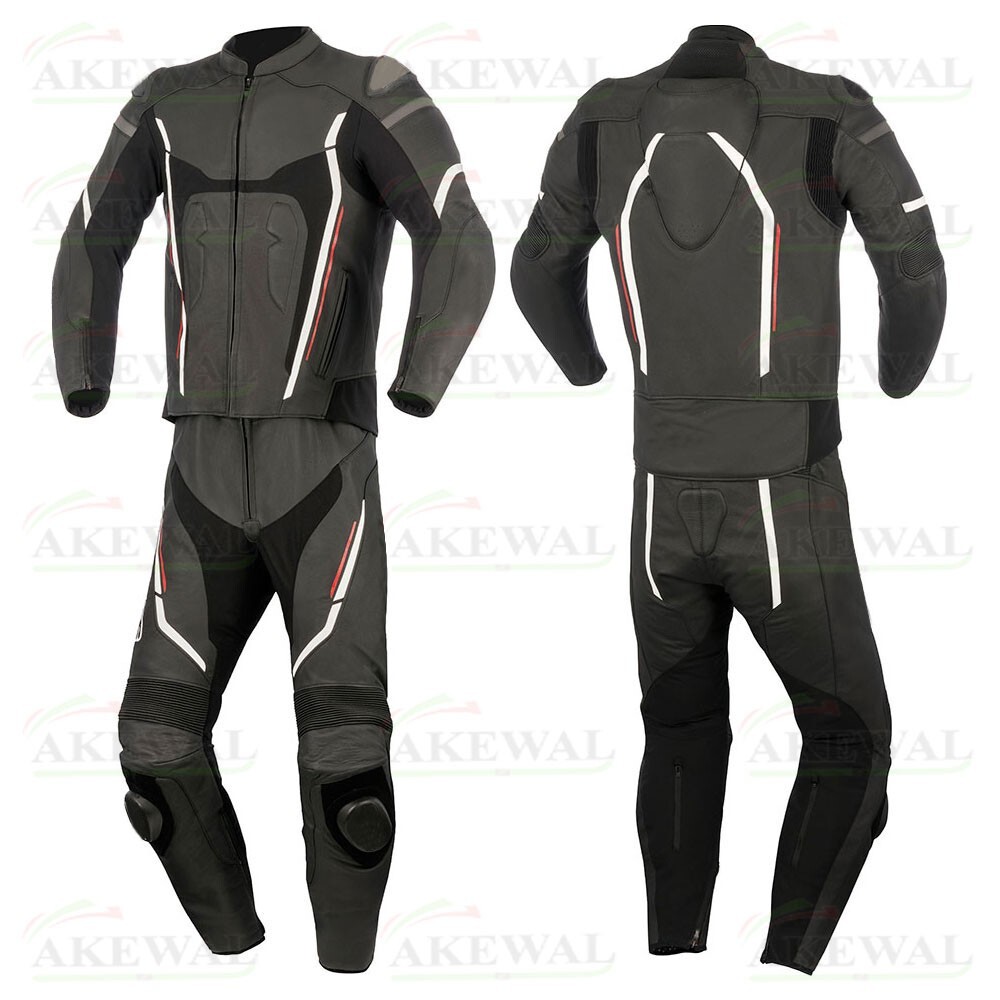 Black Motorcycle Leather Racing Biker Suit Motorbike Riding Suit | eBay