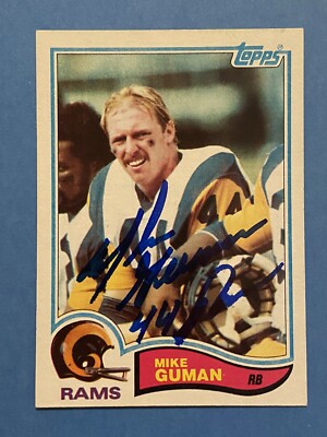 MIKE GUMAN Hand Signed 1982 Topps #376 LA Rams Penn State Autograph ...