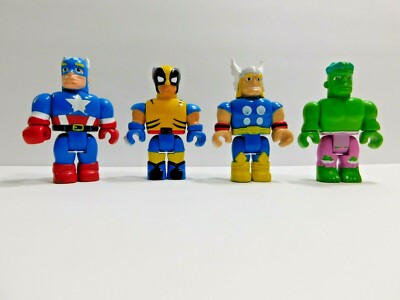 Mega Bloks 4" Marvel Figures Captain America Hulk Thor Wolverine ...