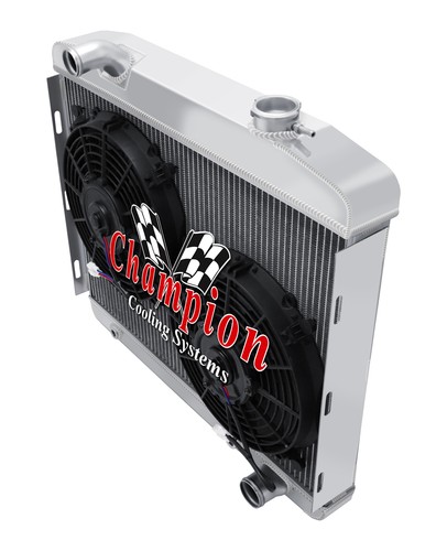 Perf Champion 3 Row Radiator W/ 2 10" Fans for 1957 Chevrolet 210 ...