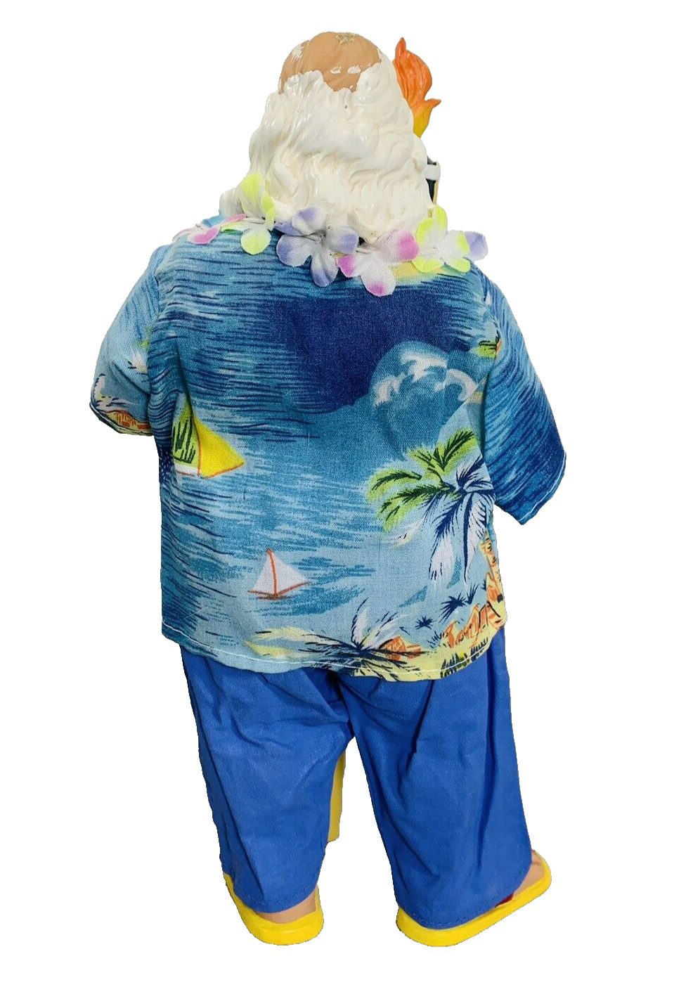 Hawaiian Shirt Santa Figurine Lei Tiki Torch Tropical Drink Fabric ...