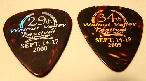 Pair Walnut valley Festival Guitar picks Winfield 29th 2000 34th 2005 ...