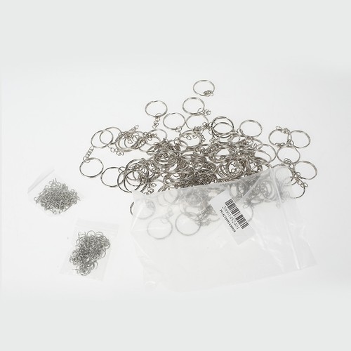 100Pcs Keychain Rings Split Key Ring with Chain for Resin 25mm Silver ...