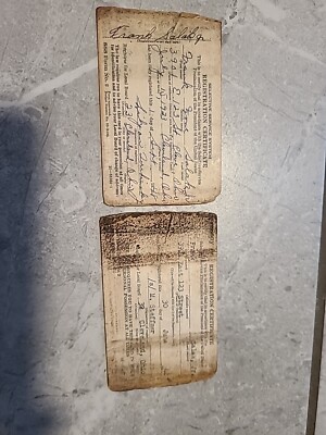 VINTAGE SELECTIVE SERVICE REGISTRATION CERTIFICATE CARD APRIL 1942 ...