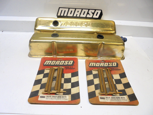 MOROSO SBC GOLD VALVE COVERS W/ WING NUTS-VINTAGE-RAT ROD-STREET ROD | eBay