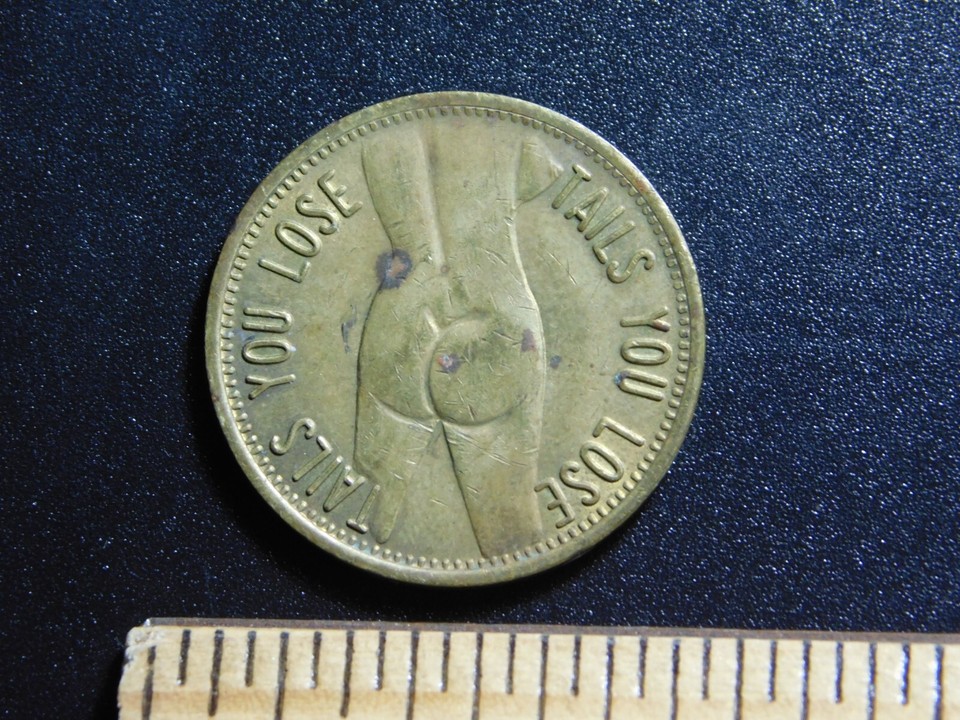 11x3925/9 VINTAGE FUNNY MEDAL TOKEN COIN HEADS I WIN TAILS YOU LOSE | eBay