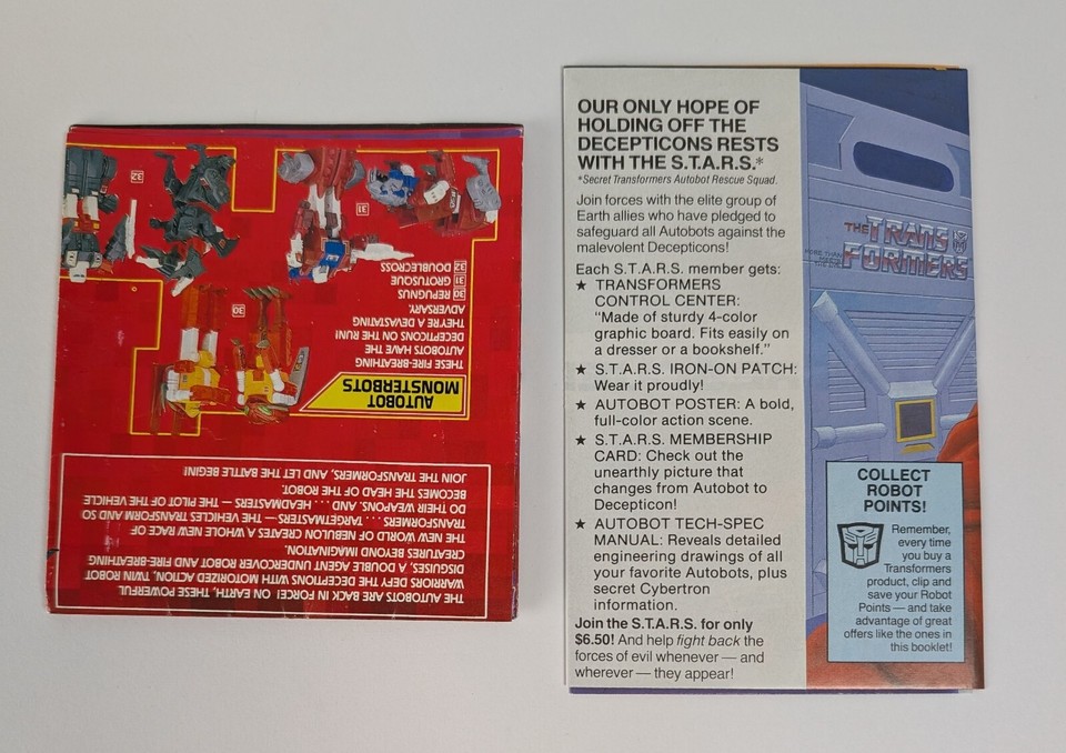 1986 Hasbro Transformers Original G1 Box Insert Catalog Checklist ...