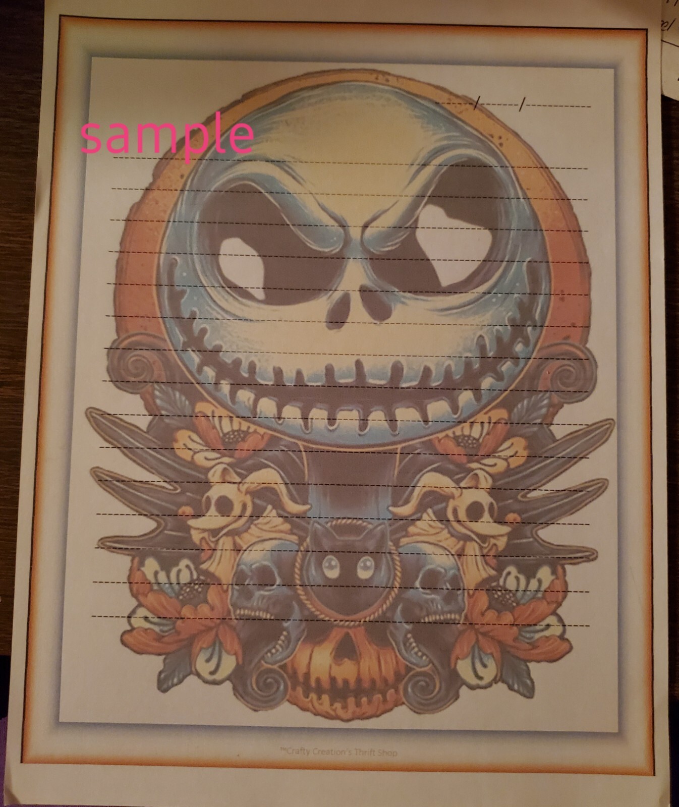 Jack Skellington lined stationary writing paper (25 Sheets) 8 ¹/² x 11 ...