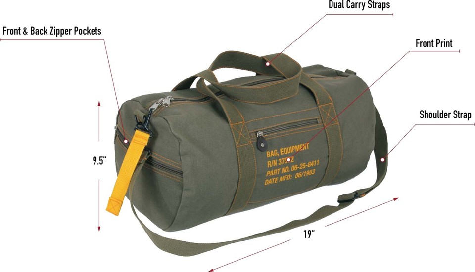 Cotton Canvas Travel Equipment Flight Carry Duffle Shoulder Bag (Small ...