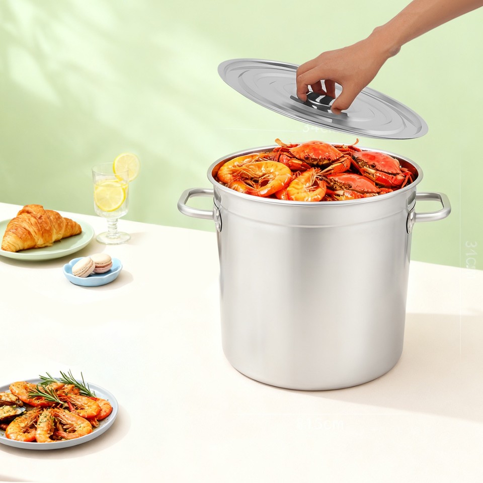 55 QT Stainless Steel Seafood Boil Pot With Basket Heavy Duty Cooking ...