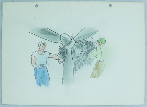 WWII US Navy Air Station Pensacola Sailor Plane Propeller Cartoon Art ...