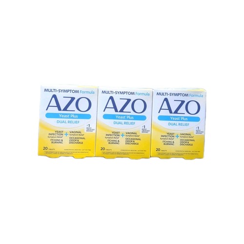 AZO Yeast Plus Multi symptom formula dual relief 60 Tablets Pack of 3 ...