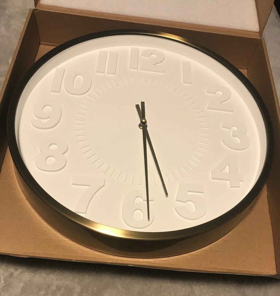 Project 62 Raised Number 16" Wall Clock White Face & Brass Frame | eBay