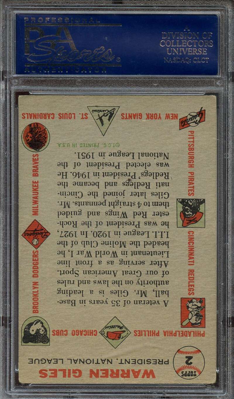 1956 Topps - White Back #2 Warren Giles (RC) for sale online | eBay