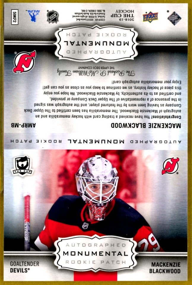 2018-19 The Cup Monumental Rookie Patch Autographs - Mackenzie ...