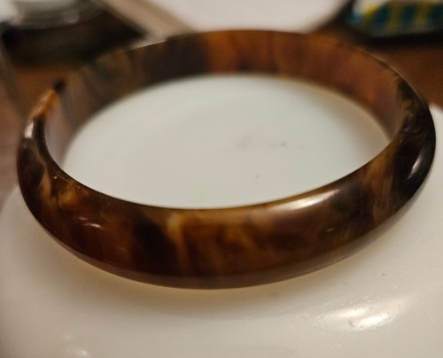 Vintage 1960s Bakelite Faux Tortoise Shell Bangle Bra… - Gem