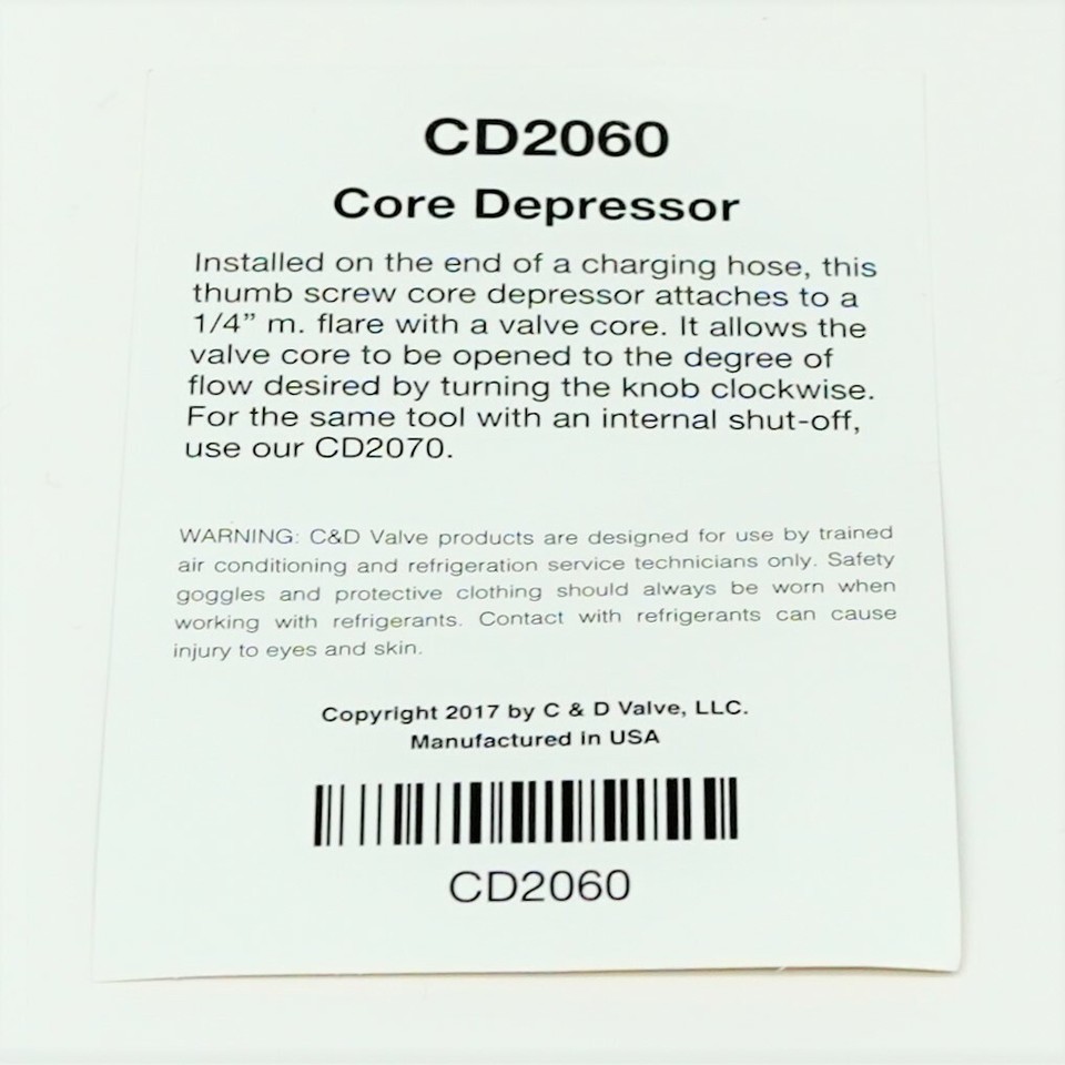 C&D Valve Large Thumb Screw Core Depressor, Coupler Attaches to 1/4 ...