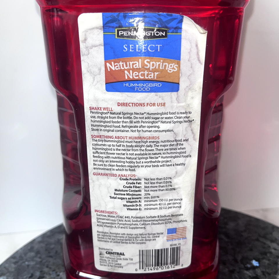 PENNINGTON SELECT NATURAL SPRINGS NECTAR HUMMINGBIRD FOOD 80FL NEW | eBay