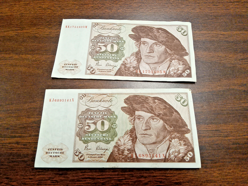 2 Germany 50 Deutsche Mark Bank Note 1980 P-33 circulated Federal ...