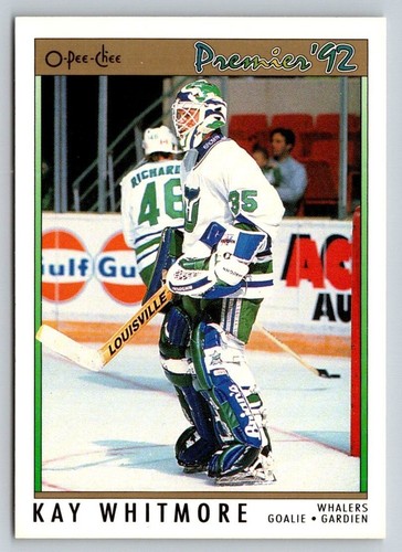 1991-92 O-Pee-Chee Premier #182 Kay Whitmore Hartford Whalers Hockey ...