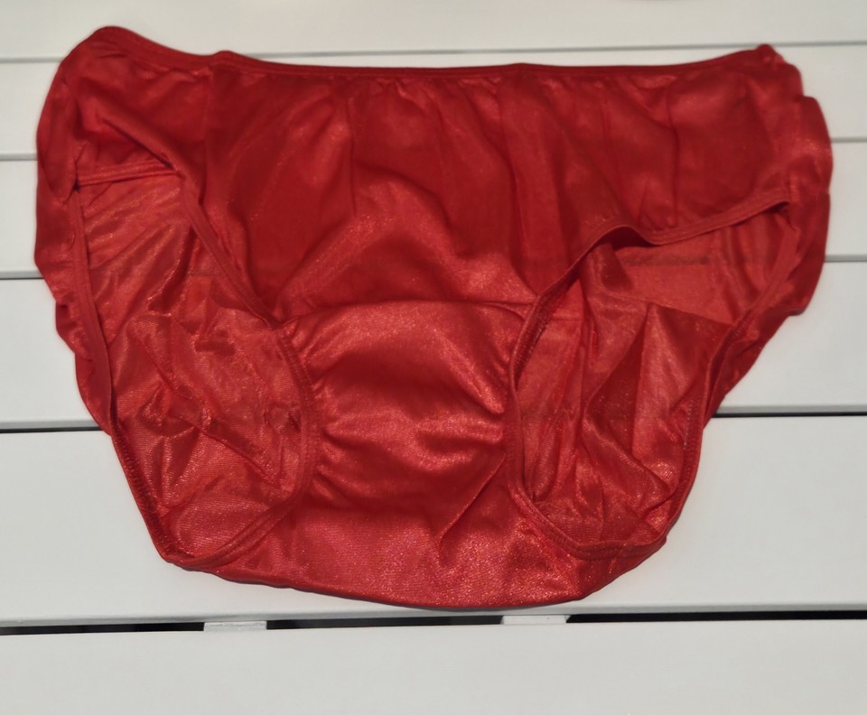 Shadowline Bikini Panty Shiny Nylon Wide Gusset Silky 7/L Red 11032 | eBay