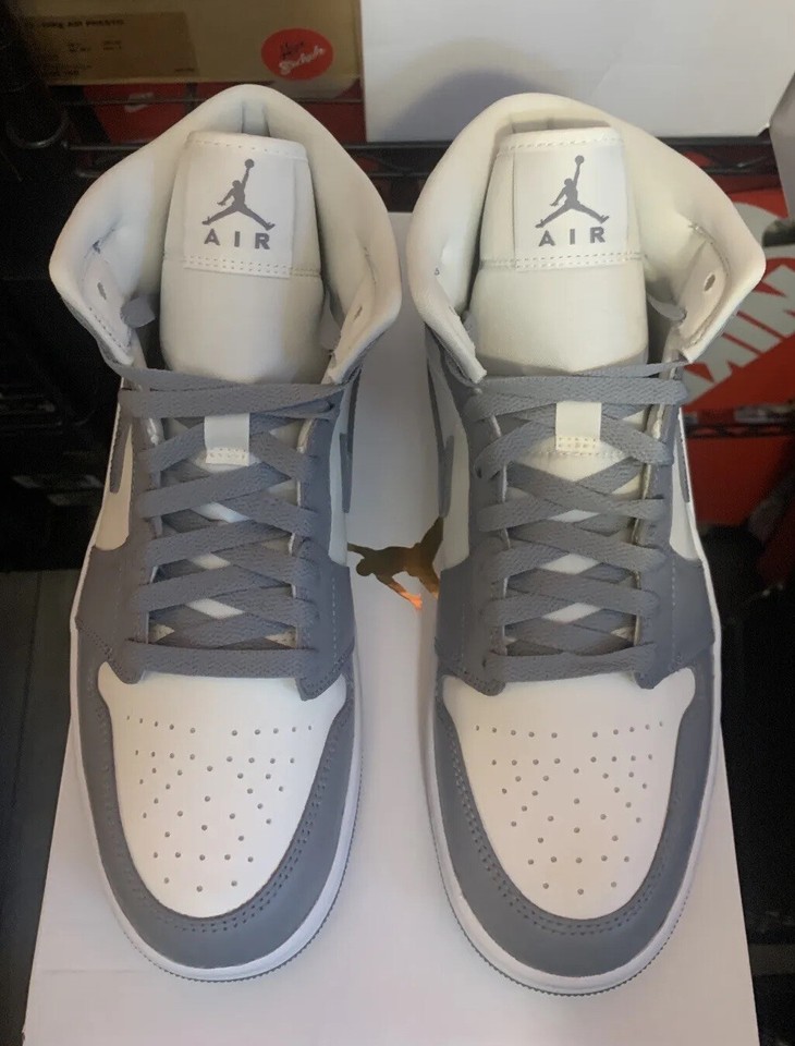Nike Air Jordan 1 Mid Stealth Sail Grey White Shoes BQ6472-115 Women's ...
