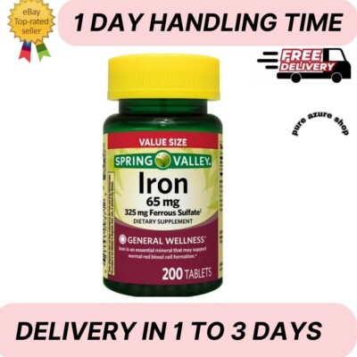 Spring Valley Iron 65 Mg, 200 Ct Total Tablets Pills Tablet Free ...