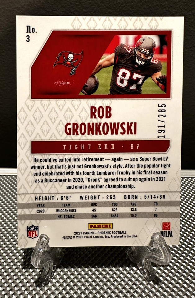 2021 Phoenix ROB GRONKOWSKI #/285 Red Lazer Prizm SP🔥Patriots ...