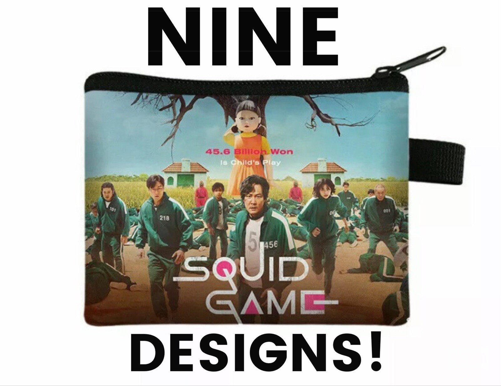 SQUID GAME Unisex Wallets Purses, 9 Designs, Zipped, New, Gift, Korean ...