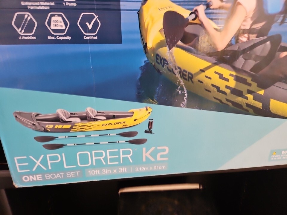 Intex Explorer K2 Kayak, 2-Person Inflatable Kayak Set with Aluminum ...