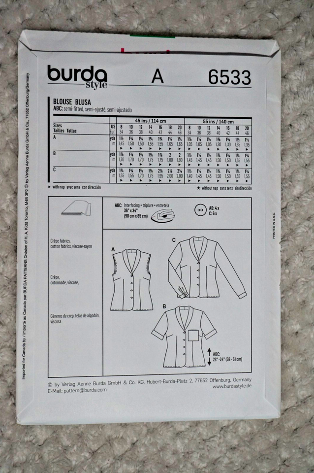 BURDA 6501-6692 - Mens & Womens Sewing Patterns - PICK-A-STYLE - New ...