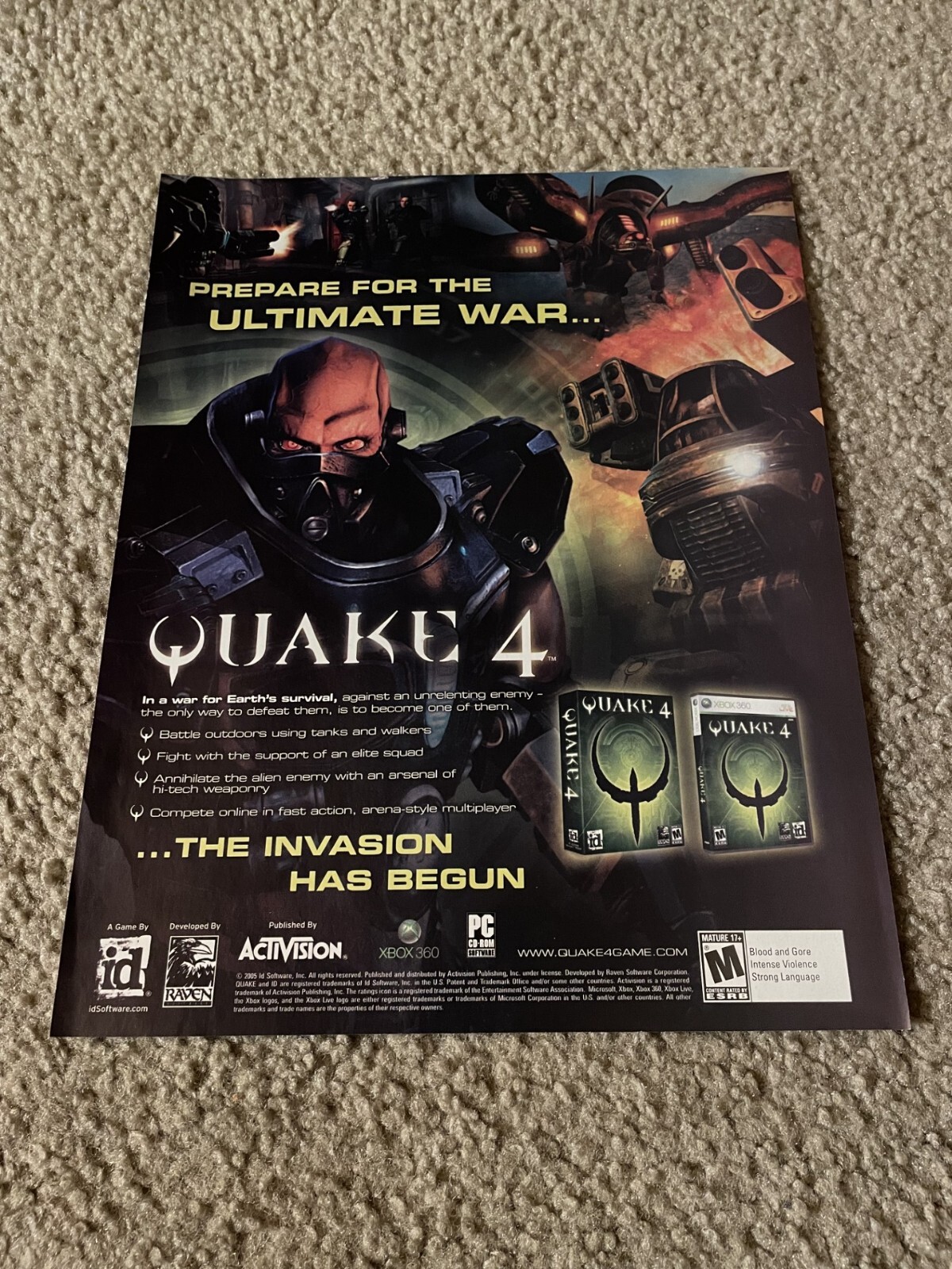 Vintage 2005 QUAKE 4 XBOX 360 Video Game Print Ad | eBay