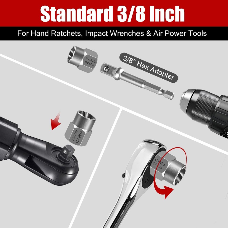 20PCS Bolt Extractor Set, Easy Out Screw Extractor Kit, 3/8" Drive ...