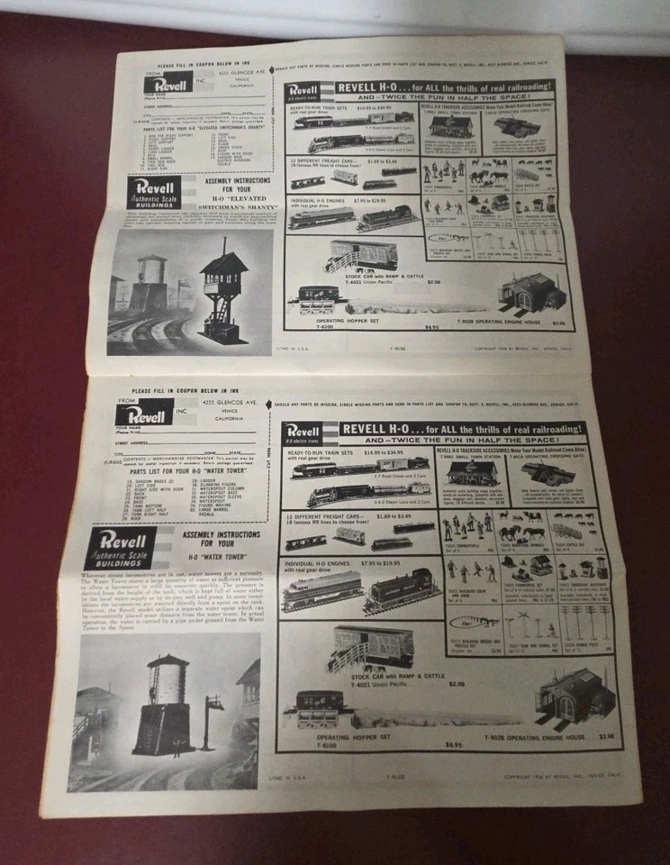 Vtg 1958 Revell Authentic Scale Buildings HO Interlocking Tower & Water ...