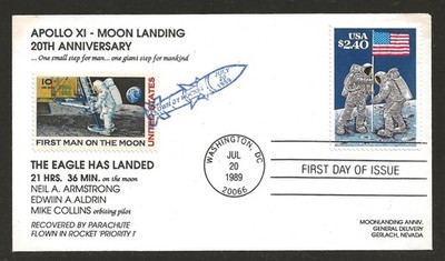1989 rocket mail - US 2419 First Day, APOLLO XI Moon Landing, Doc's ...