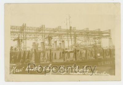 Pre WW2 1920s Photograph US Navy Battleship Construction Large Sharp ...