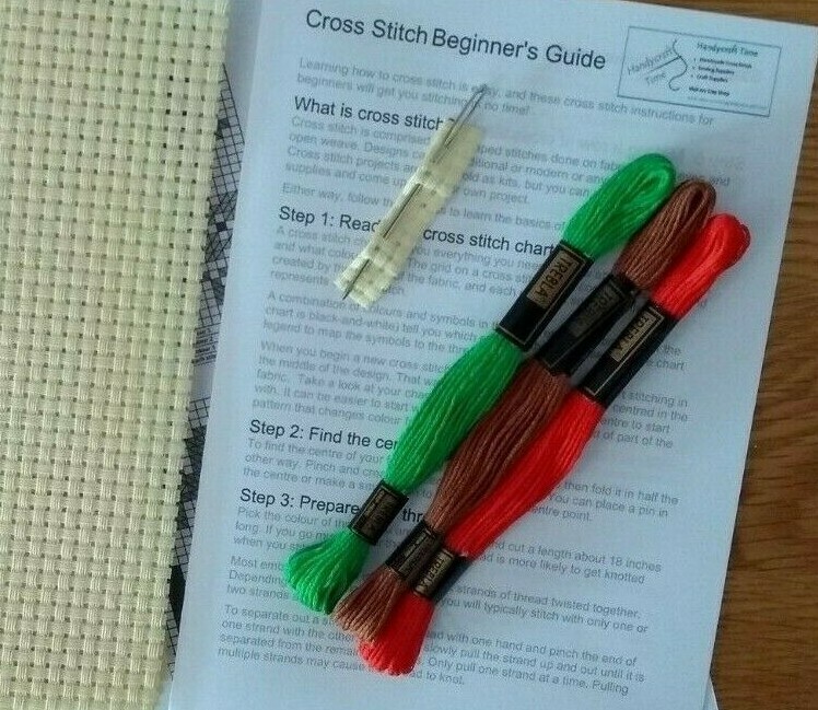 First Cross Stitch Kit 12 Thread Colour Combos Needle Binca Patterns ...
