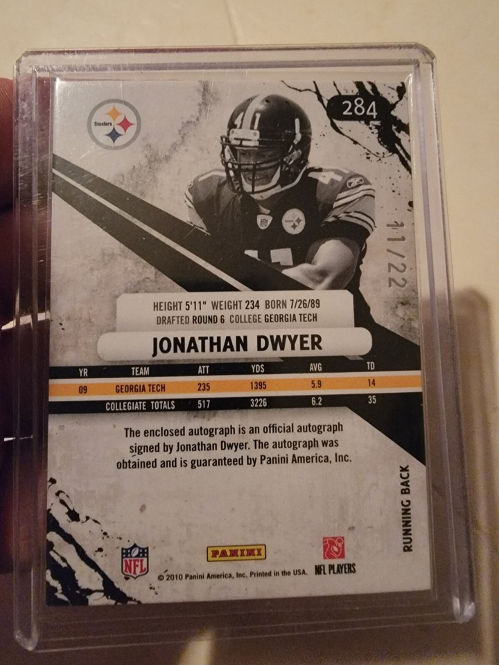 Rookies and Stars #284 Jonathan Dwyer Auto 11/22 RC NFL Shield Logo ...