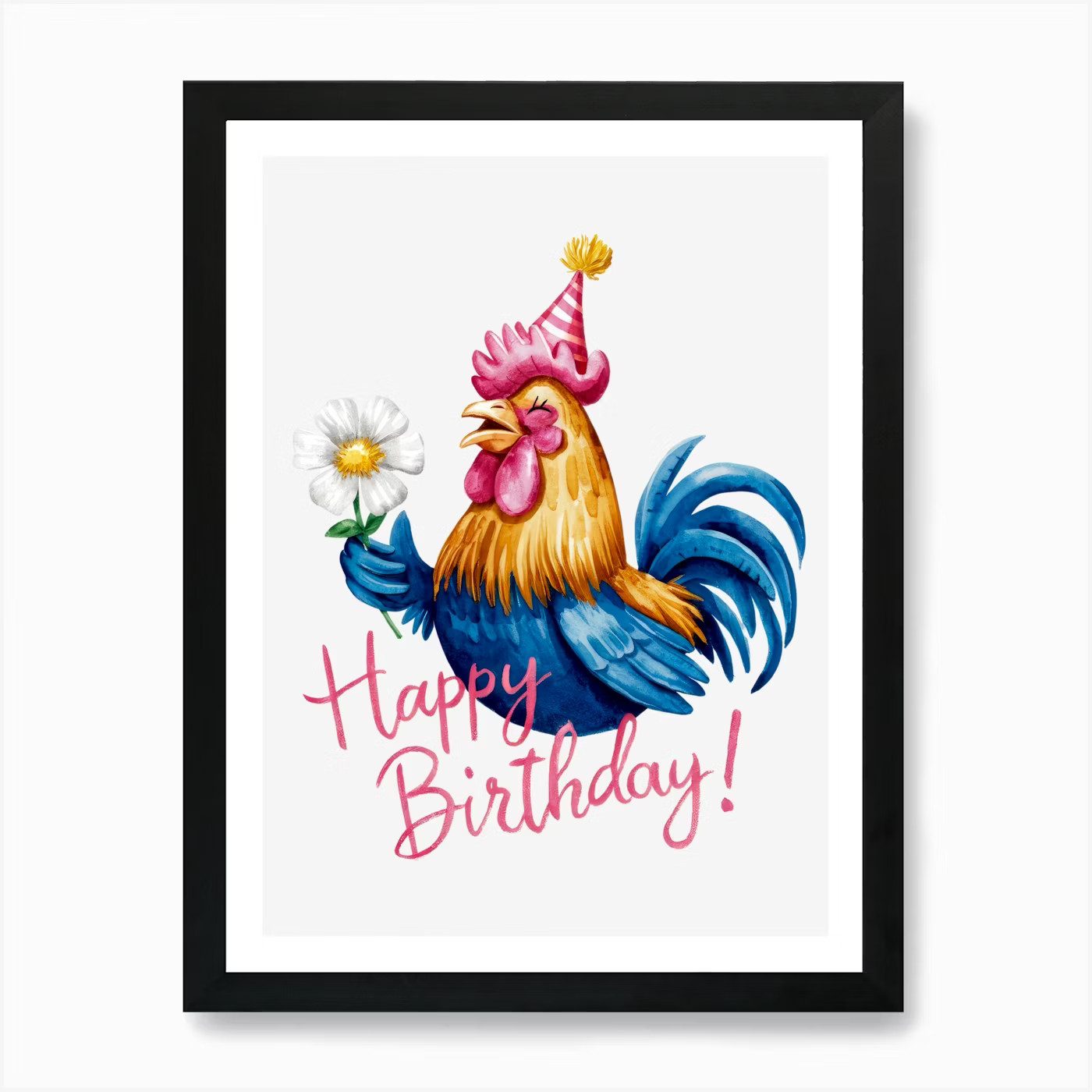 Happy Birthday Rooster.11 Art Print Framed Wall Art Poster Canvas Print ...
