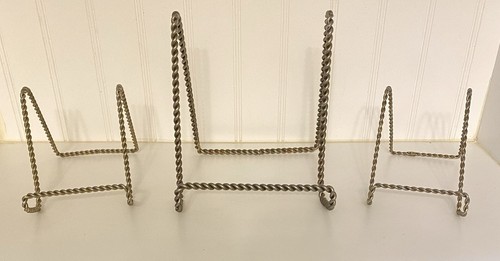 Plate Display Stands 3 Pieces Twisted Wire Metal Gold Tone Various ...