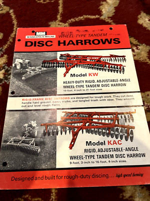 Minneapolis Moline Disc Harrows For 1968 Brochure BAOH | eBay