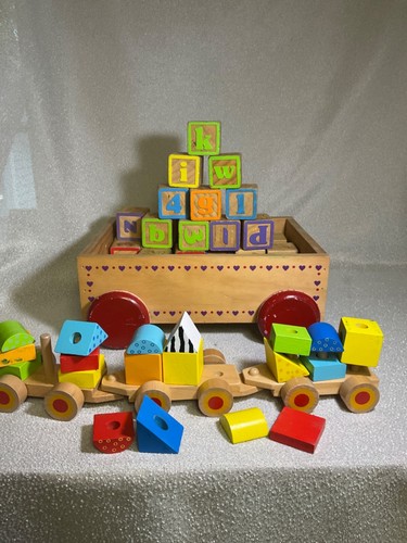 Lot of Wood Alphabet Blocks Children's Wooden Letter Number & Wood ...