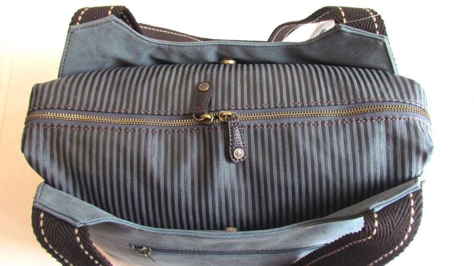 New Chala Handbag Bowling Zip Tote FAT CAT Large Bag Indigo Blue ...