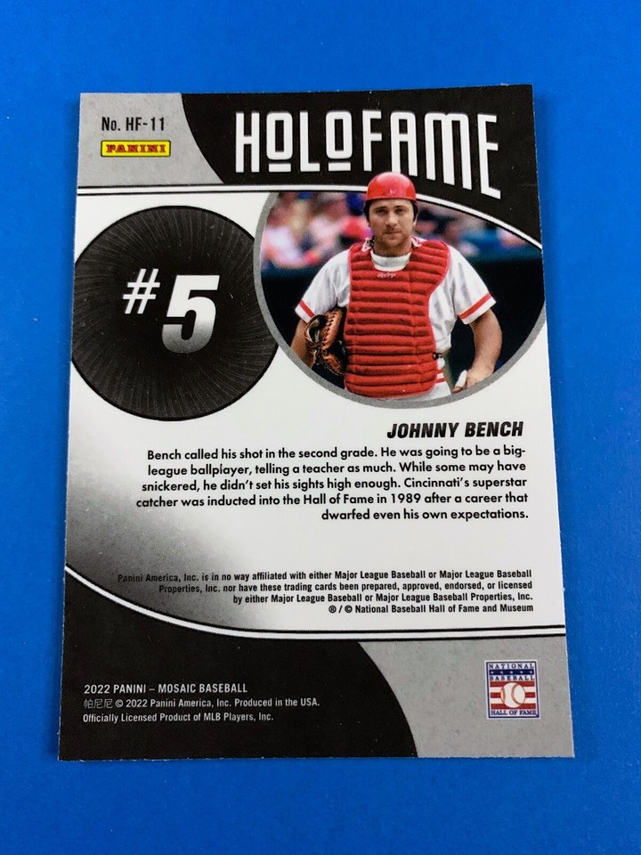 2022 Panini Mosaic Baseball "Holofame" Red Insert #HF-11 Johnny Bench ...
